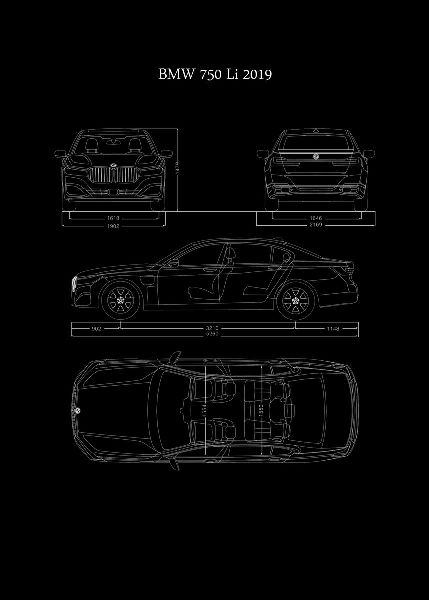 'BMW 750 Li 2019' Poster, picture, metal print, paint by ke ke | Displate