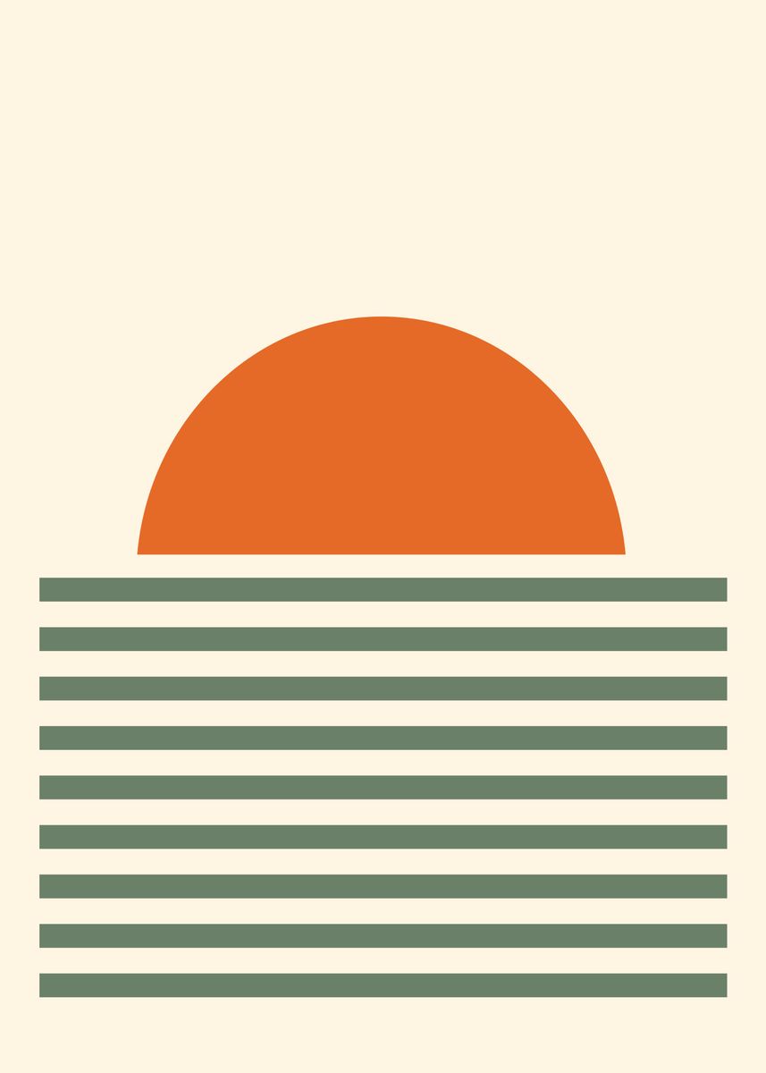 'Retro sunset poster orange' Poster, picture, metal print, paint by ...