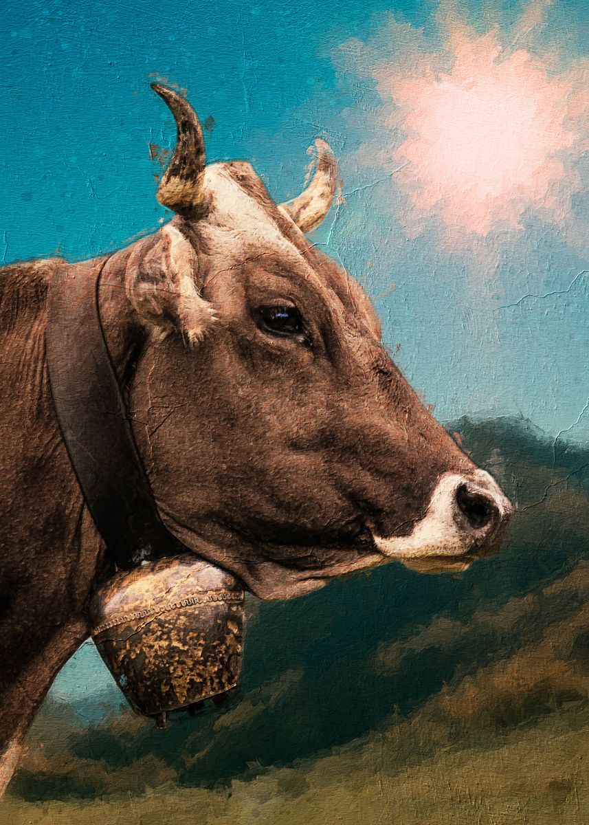 'Cute cow' Poster, picture, metal print, paint by 55S STUDIO | Displate