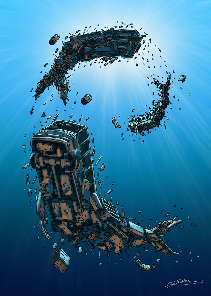 'whale bus' Poster, picture, metal print, paint by yoann goas | Displate
