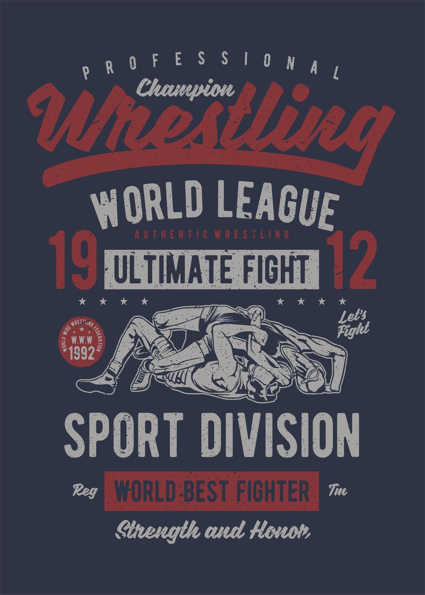 'Wrestling' Poster, picture, metal print, paint by RickyEKelly | Displate