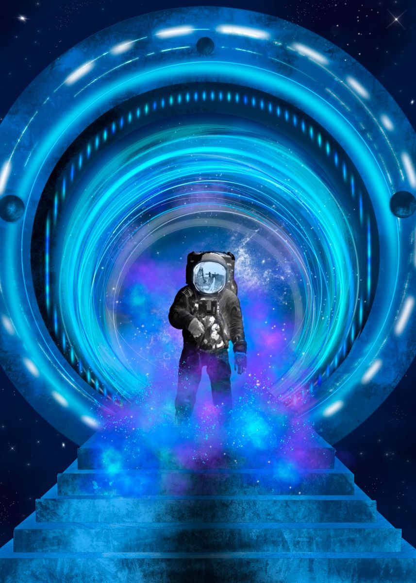 'Blue portal' Poster, picture, metal print, paint by MokotaSama | Displate