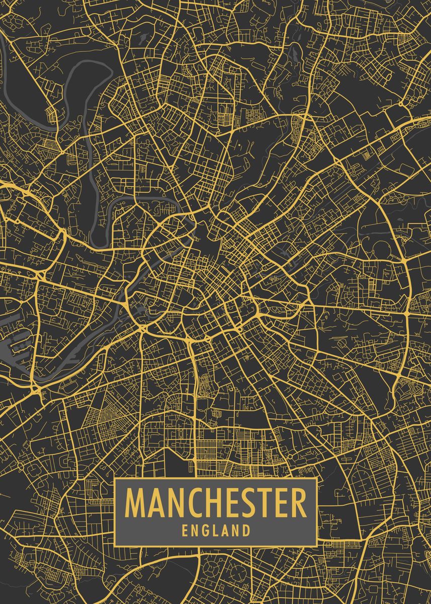 'Manchester map' Poster, picture, metal print, paint by Miracle Studio ...