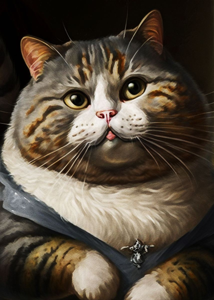 'cute fat cat' Poster, picture, metal print, paint by Muh Asdar | Displate