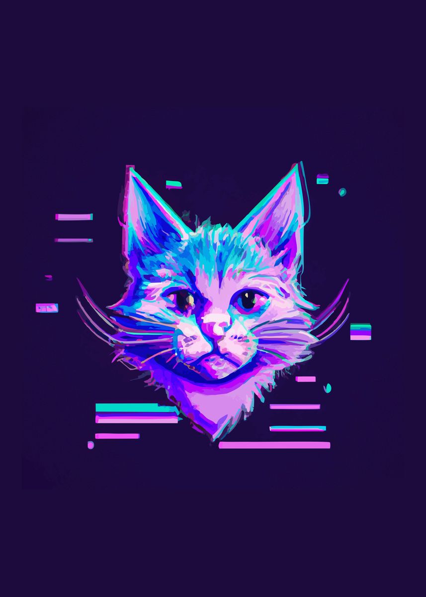 'Cat Vaporwave' Poster by nueman | Displate