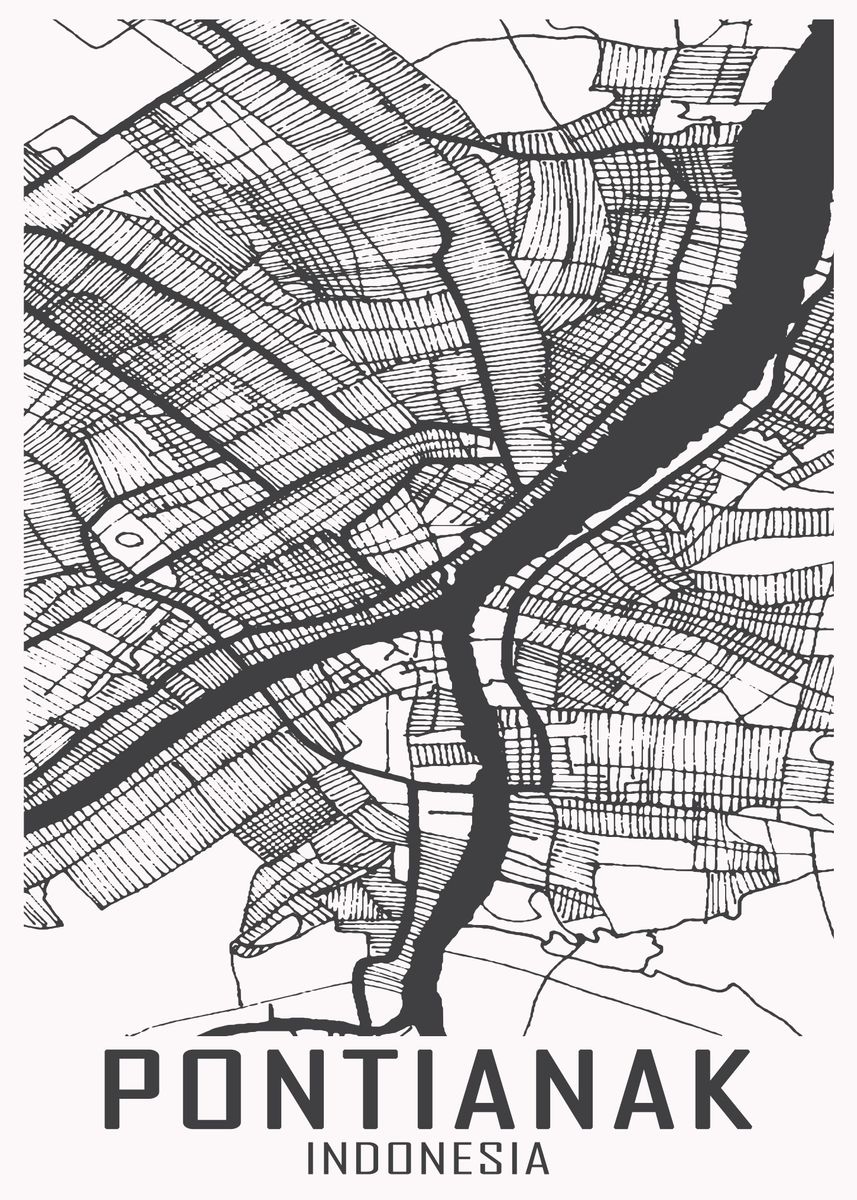 'Pontianak Indonesia City' Poster by HildaWarren Studio | Displate