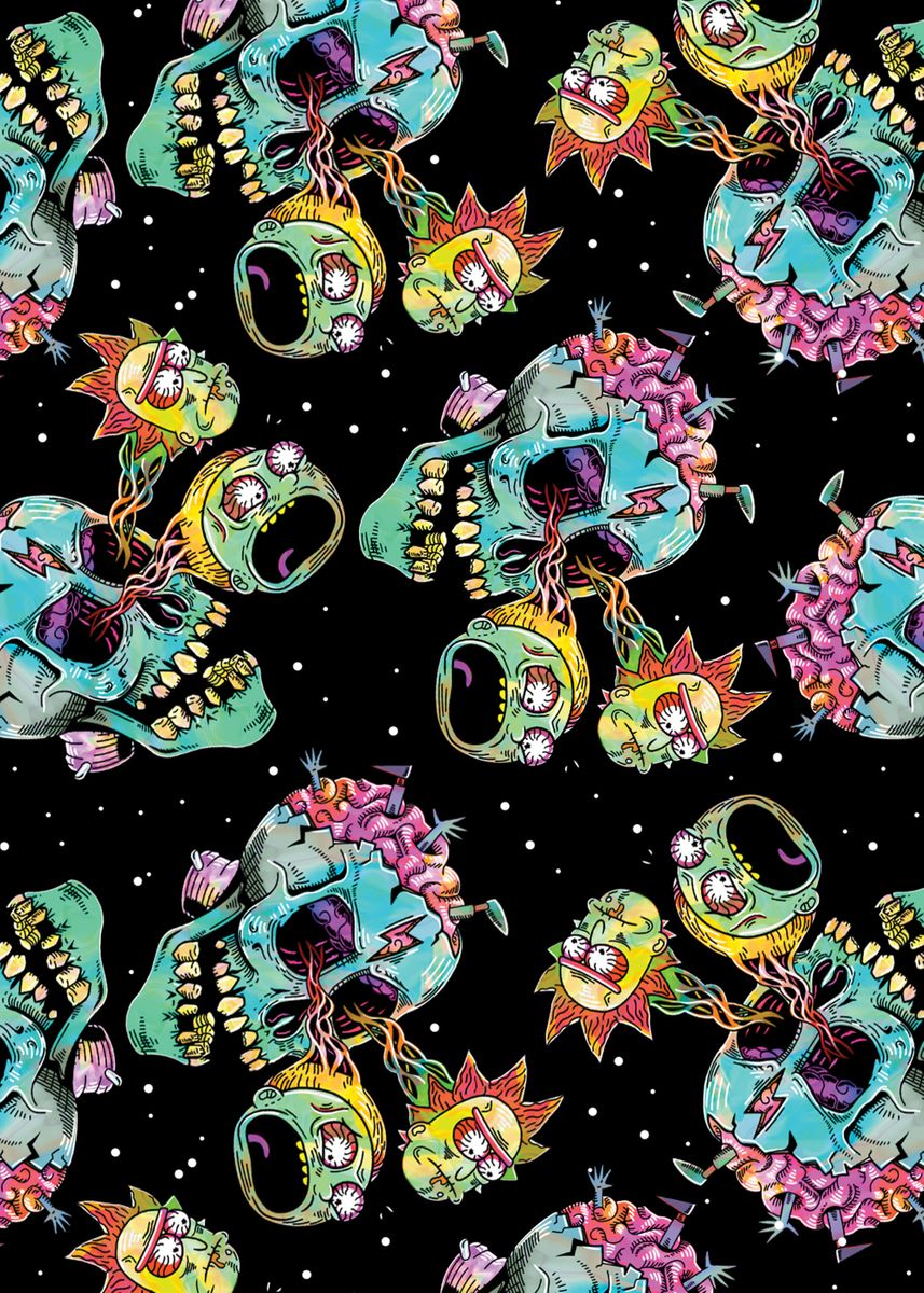 'Skull Pattern' Poster, picture, metal print, paint by Rick and Morty ...