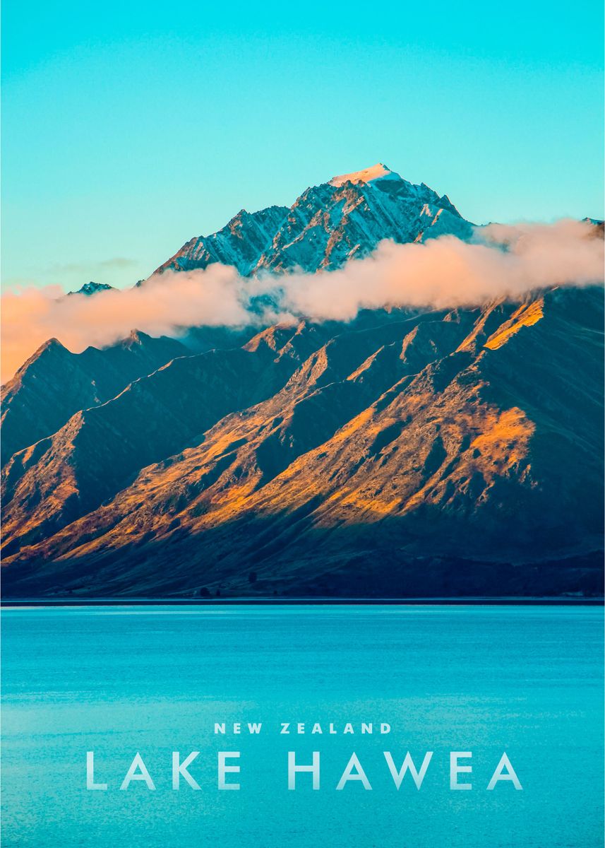 'Lake Hawea New Zealand' Poster, picture, metal print, paint by ...