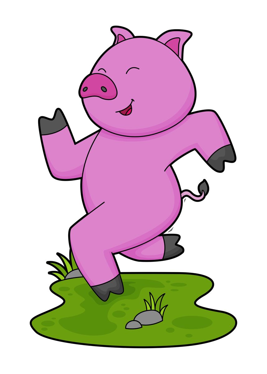 'Pig Running Runner' Poster, picture, metal print, paint by Markus ...