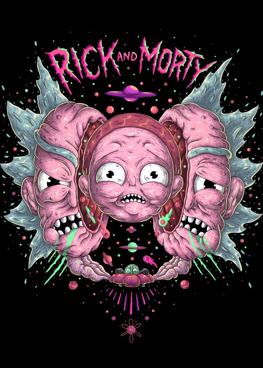 'Head Split' Poster, picture, metal print, paint by Rick and Morty ...