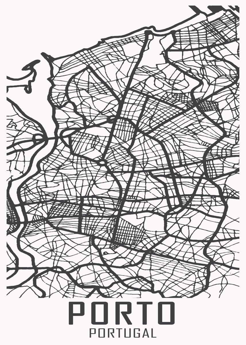 'Porto Portugal City Map' Poster, picture, metal print, paint by ...