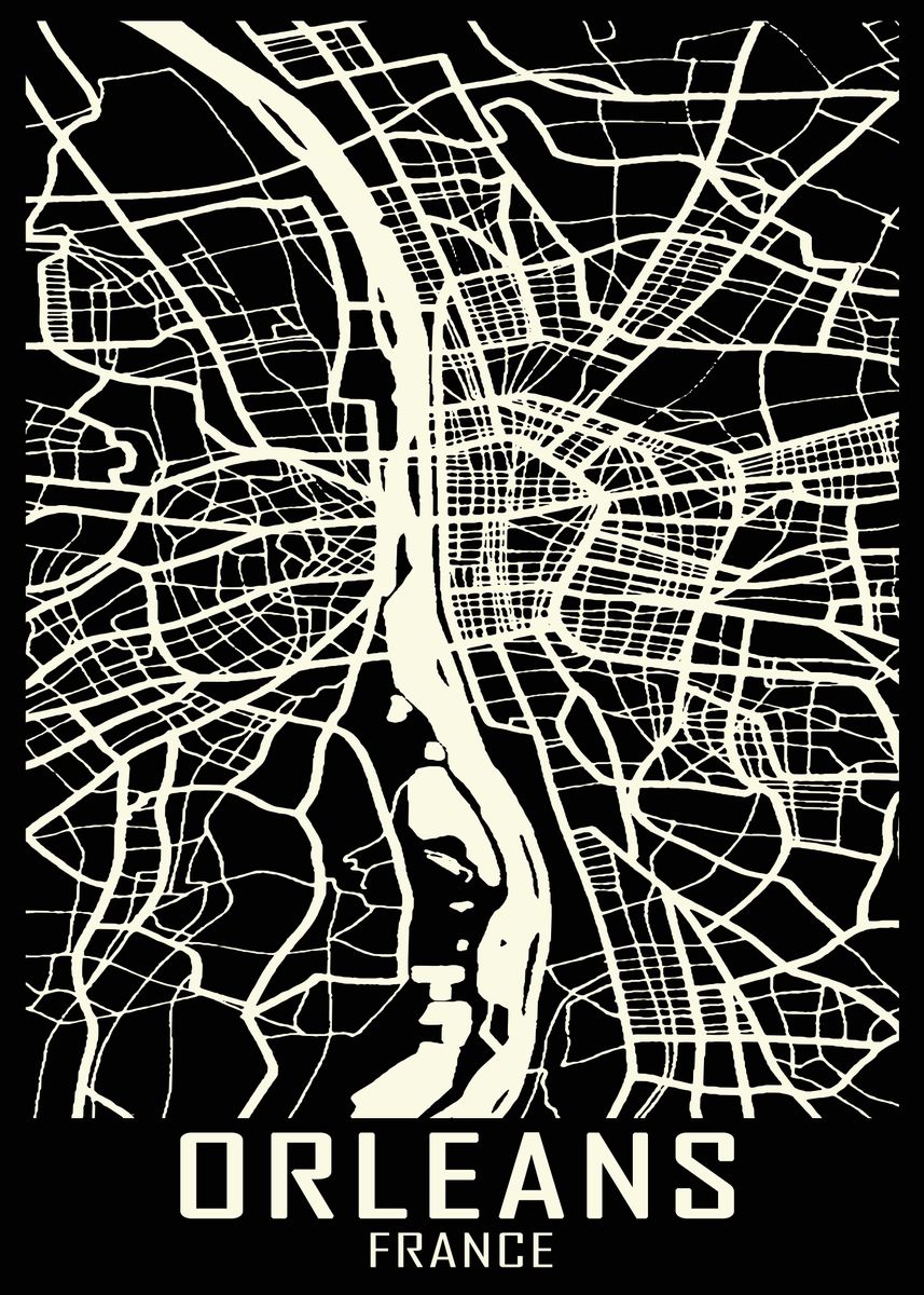 'Orleans France City Map' Poster, picture, metal print, paint by ...