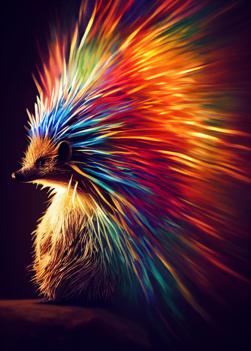 'Hedgehog multicolor' Poster, picture, metal print, paint by Jerhus ...