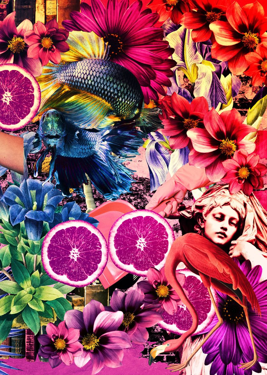 'Blue and Pink' Poster, picture, metal print, paint by Cat Coconut ...