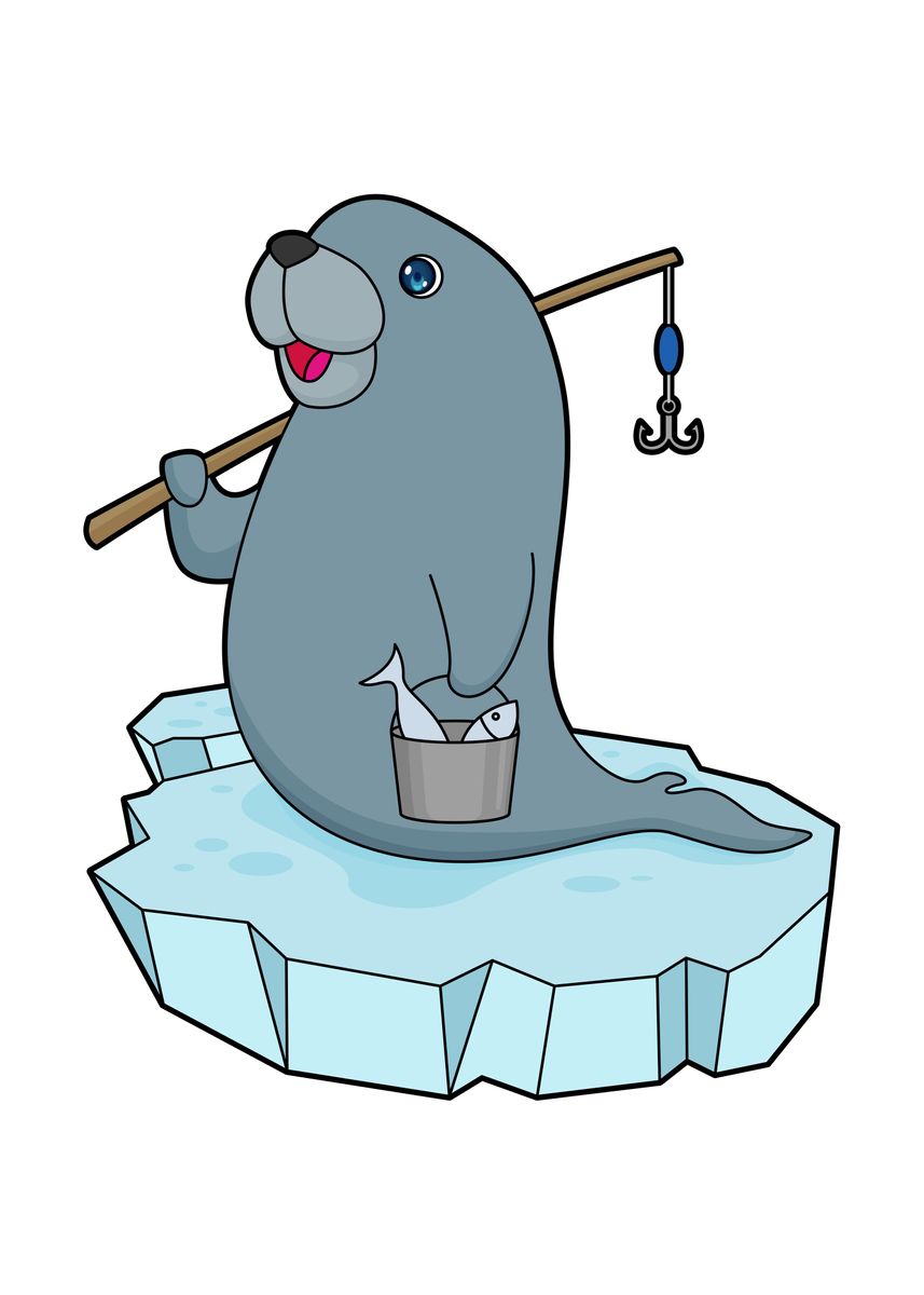 'Seal Fishing Fisher' Poster, picture, metal print, paint by Markus ...