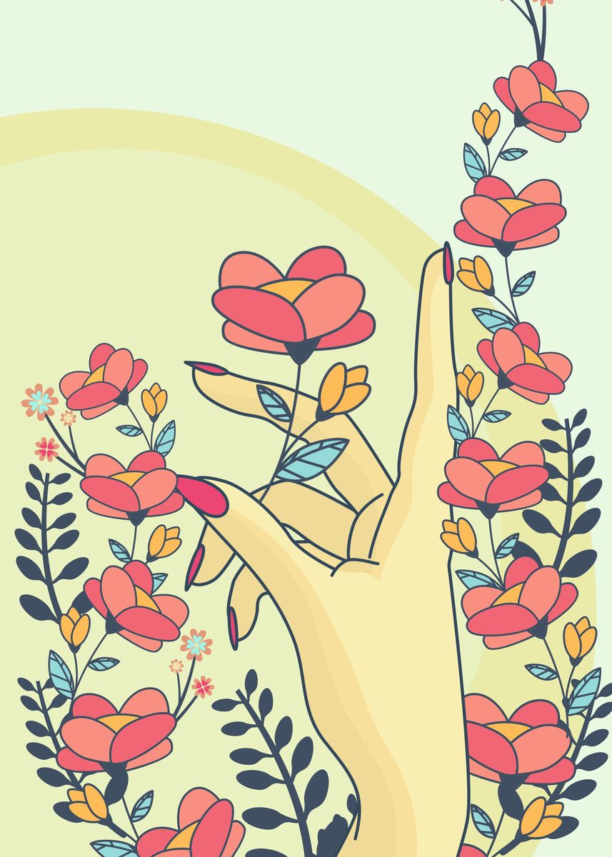 'floral hand' Poster by penalogo picture | Displate