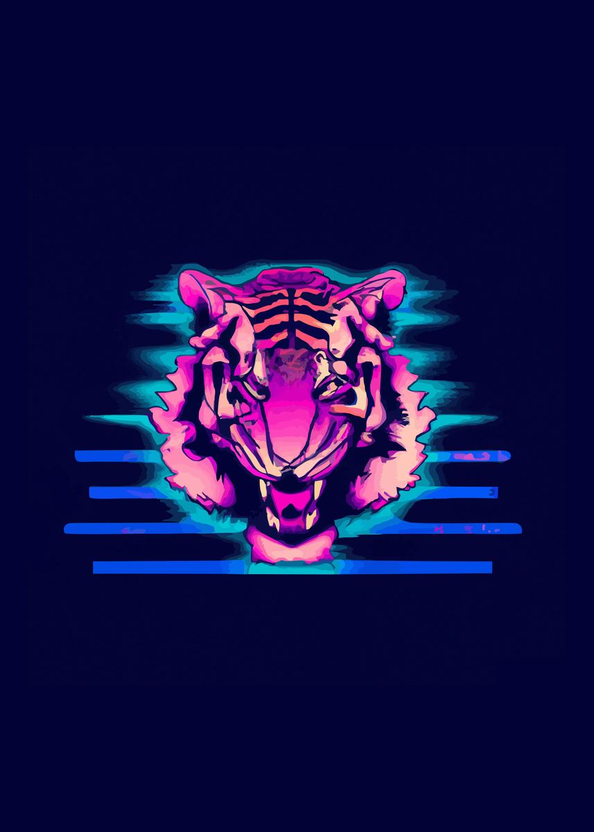 'Tiger Vaporwave' Poster, picture, metal print, paint by nueman | Displate