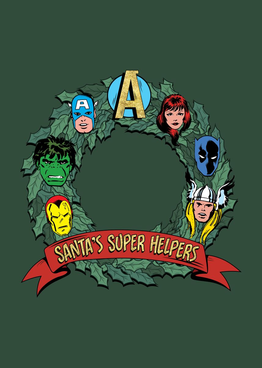 'Santa Super Helpers' Poster by Marvel | Displate
