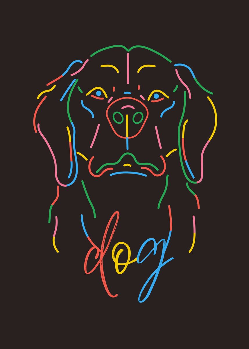 'Multi Colored Dog' Poster, picture, metal print, paint by Oizy ...