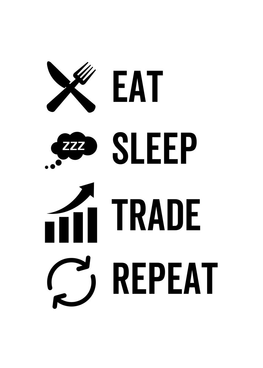 'Eat Sleep Trade Repeat' Poster, picture, metal print, paint by ...