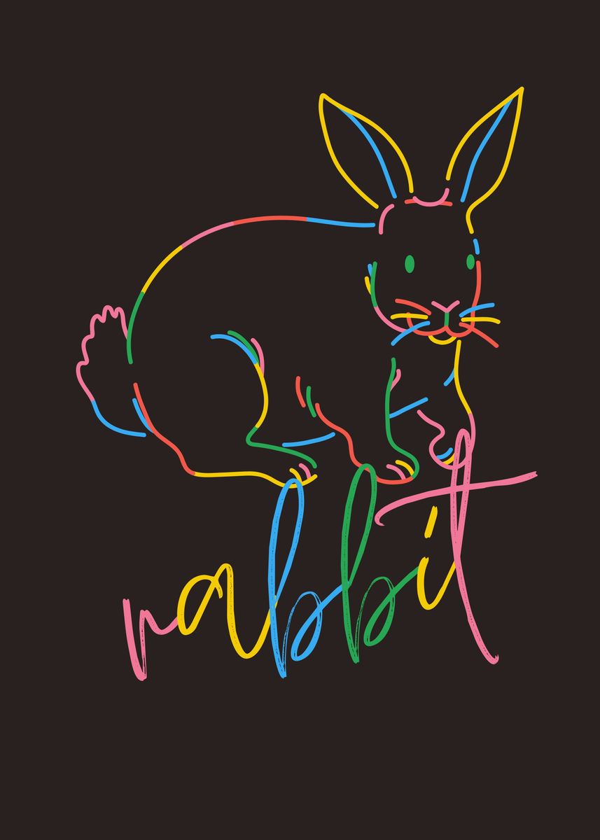 'Multi Colored Rabbit' Poster, picture, metal print, paint by Oizy ...