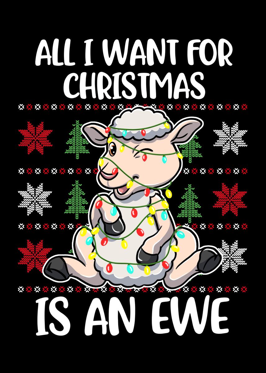 'Christmas Ewe' Poster, picture, metal print, paint by CatRobot | Displate