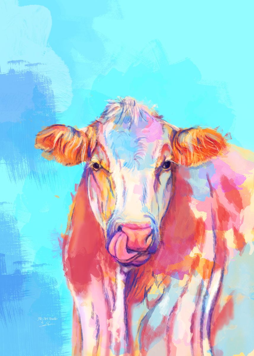 'Whimsical Cow ' Poster by Flo Art Studio | Displate