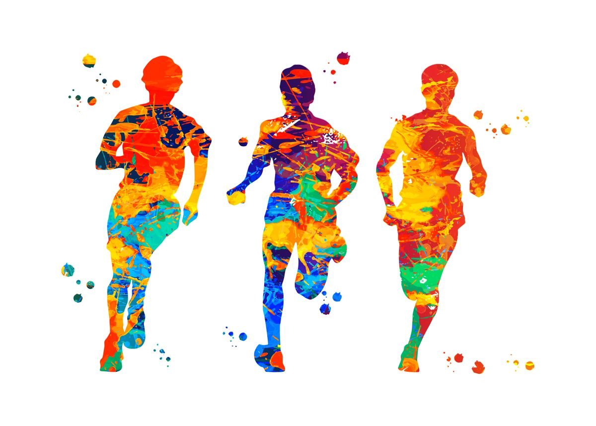 'Watercolors Running boys' Poster by Dalton Joyce | Displate
