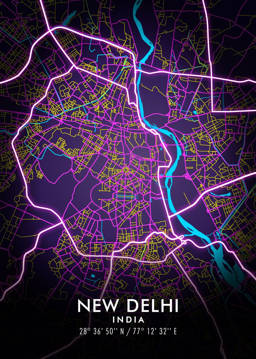 'New Delhi' Poster, picture, metal print, paint by Miracle Studio ...