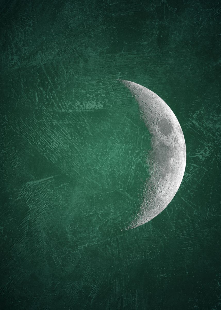 'Emerald Moon No5' Poster, picture, metal print, paint by Ema Paraschiv ...