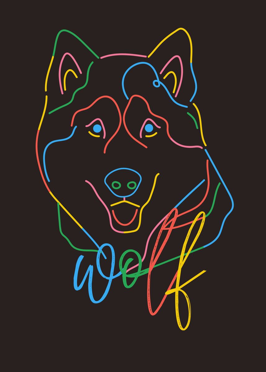 'Multi Colored Wolf' Poster, picture, metal print, paint by Oizy ...
