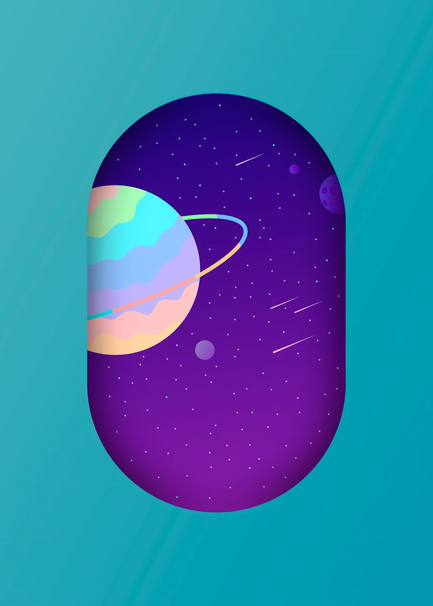 'Oval Galaxy Planets' Poster by Lunaxys Artwork | Displate