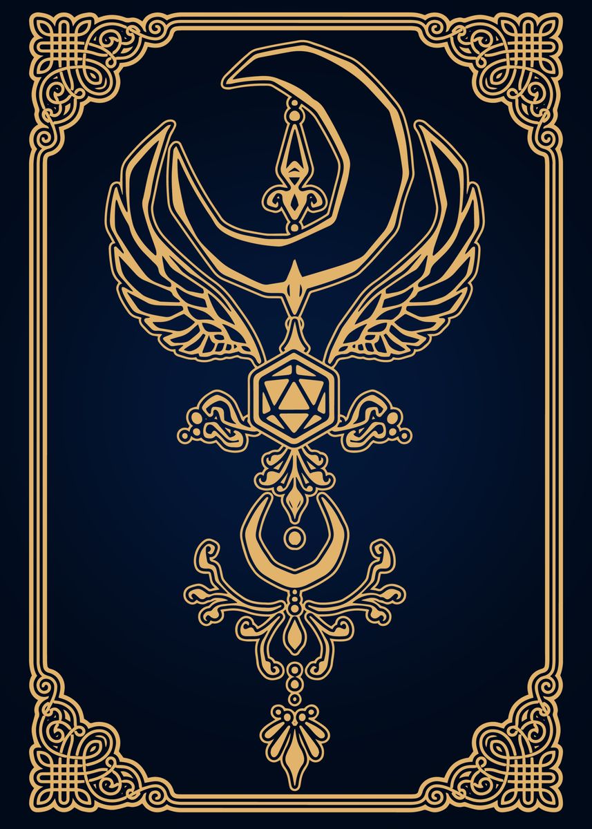 'Moon wings Spell card' Poster, picture, metal print, paint by ...