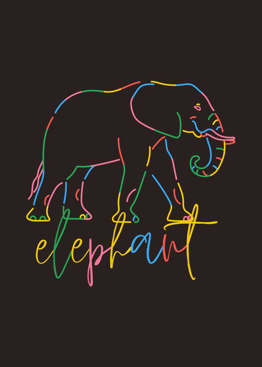 'Multi Colored Elephant' Poster, picture, metal print, paint by Oizy ...