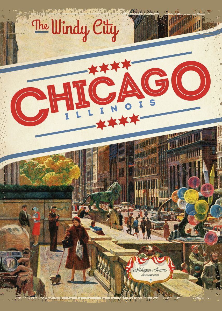 'Chicago' Poster, picture, metal print, paint by American Vintage ...