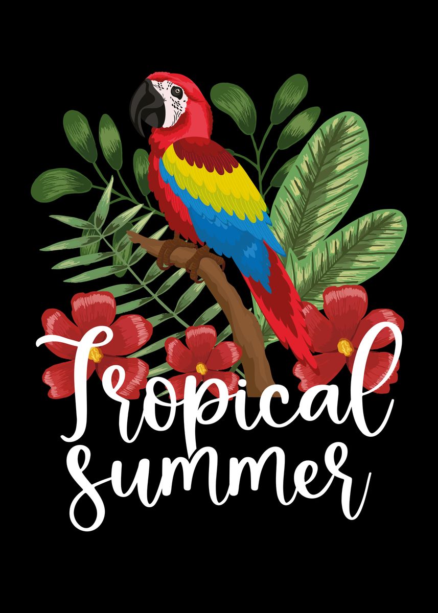 'Tropical summer parrot' Poster, picture, metal print, paint by BeMi ...