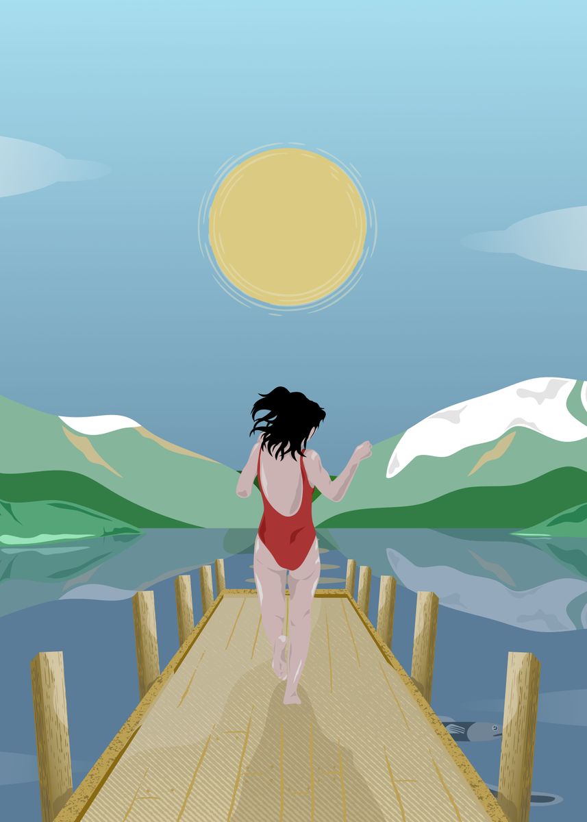 'Wild Swimming' Poster, picture, metal print, paint by mailbox disco ...