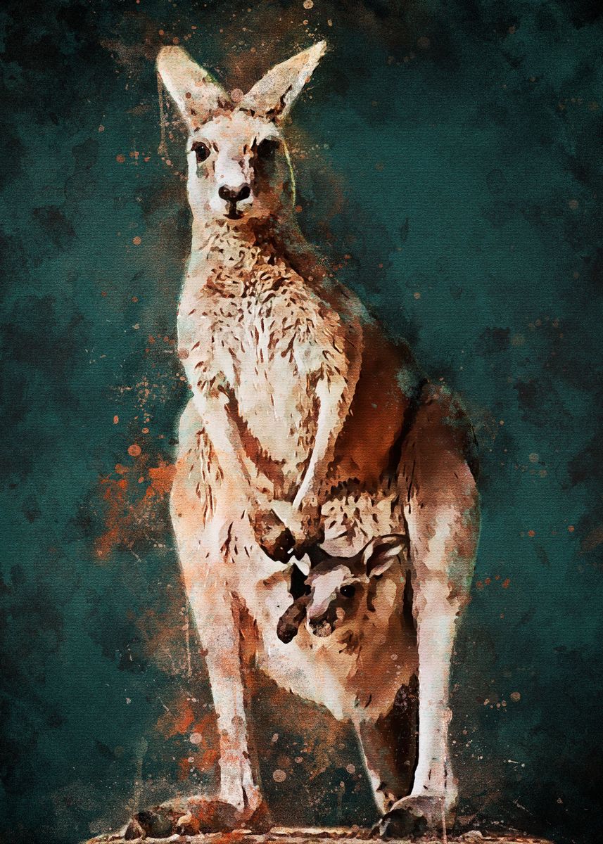 'Splatter kangaroo' Poster, picture, metal print, paint by Muh Asdar ...
