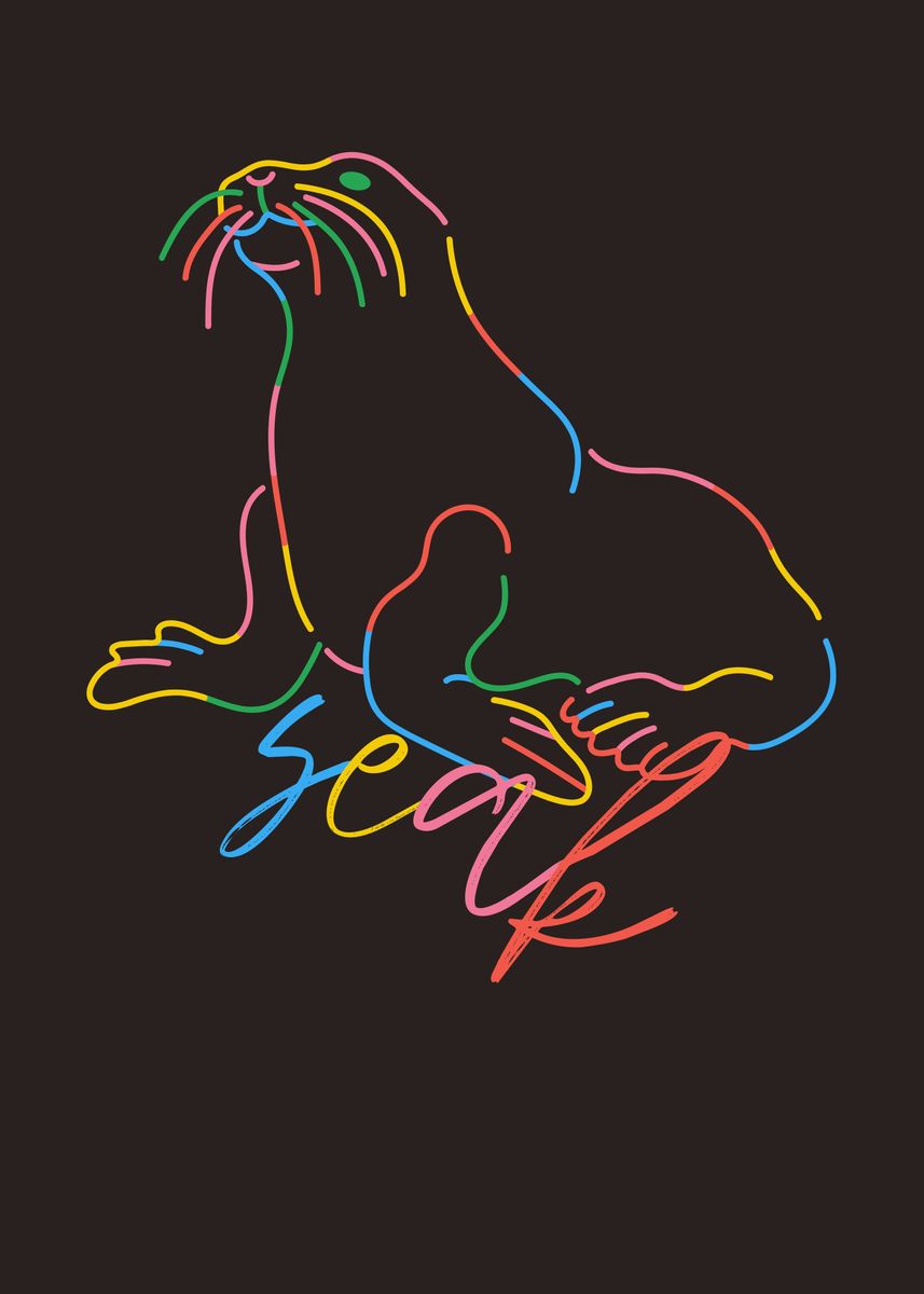 'Multi Colored Seal' Poster, picture, metal print, paint by Oizy ...