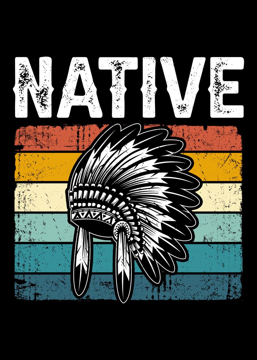 'Native American Chief' Poster, picture, metal print, paint by ...