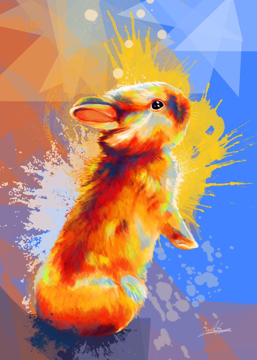 'Colors of Fluff Bunny' Poster, picture, metal print, paint by Flo Art ...