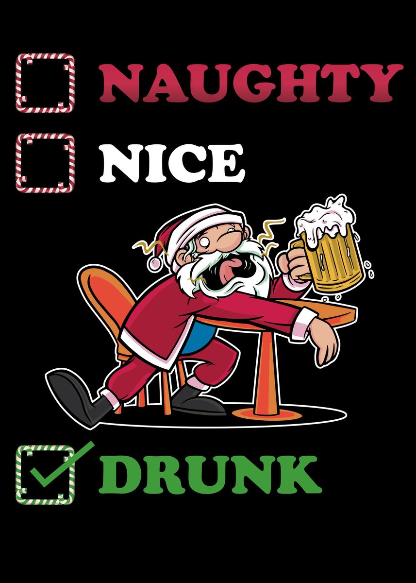 'Drunk Christmas' Poster, picture, metal print, paint by CatRobot ...