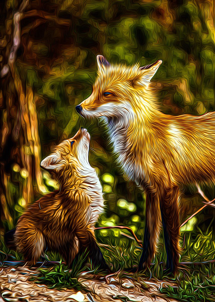 'Fox' Poster, picture, metal print, paint by Tiker Arts | Displate