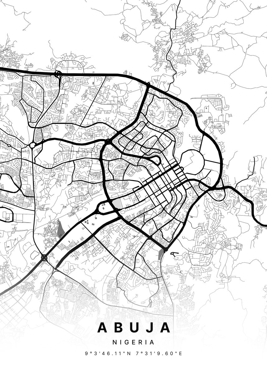 'Abuja Nigeria Zoomed' Poster, picture, metal print, paint by Kemi ...