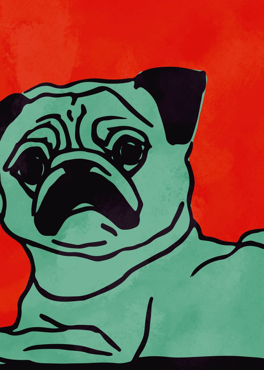 'Pop Art Pug Poster' Poster, picture, metal print, paint by ...