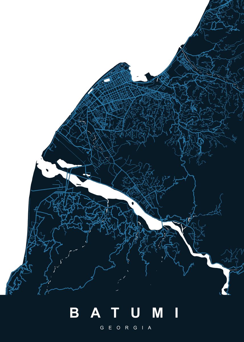 'BATUMI Map GEORGIA' Poster, picture, metal print, paint by UrbanMaps ...