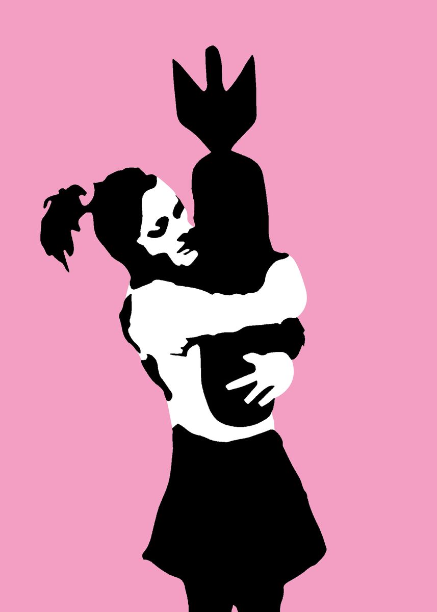 'Banksy Bom Girl' Poster, picture, metal print, paint by The Fire ...