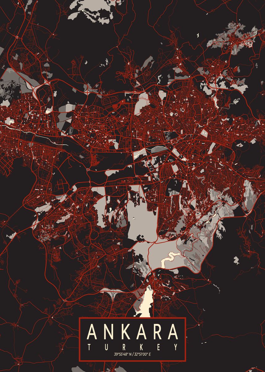'Ankara City Map Vector' Poster, picture, metal print, paint by deMAP ...