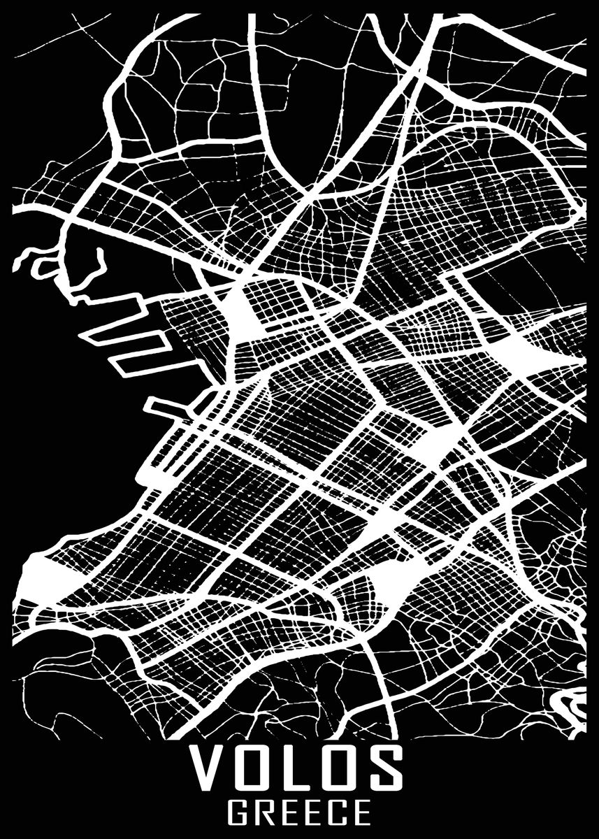 'Volos Greece City Map' Poster, picture, metal print, paint by ...