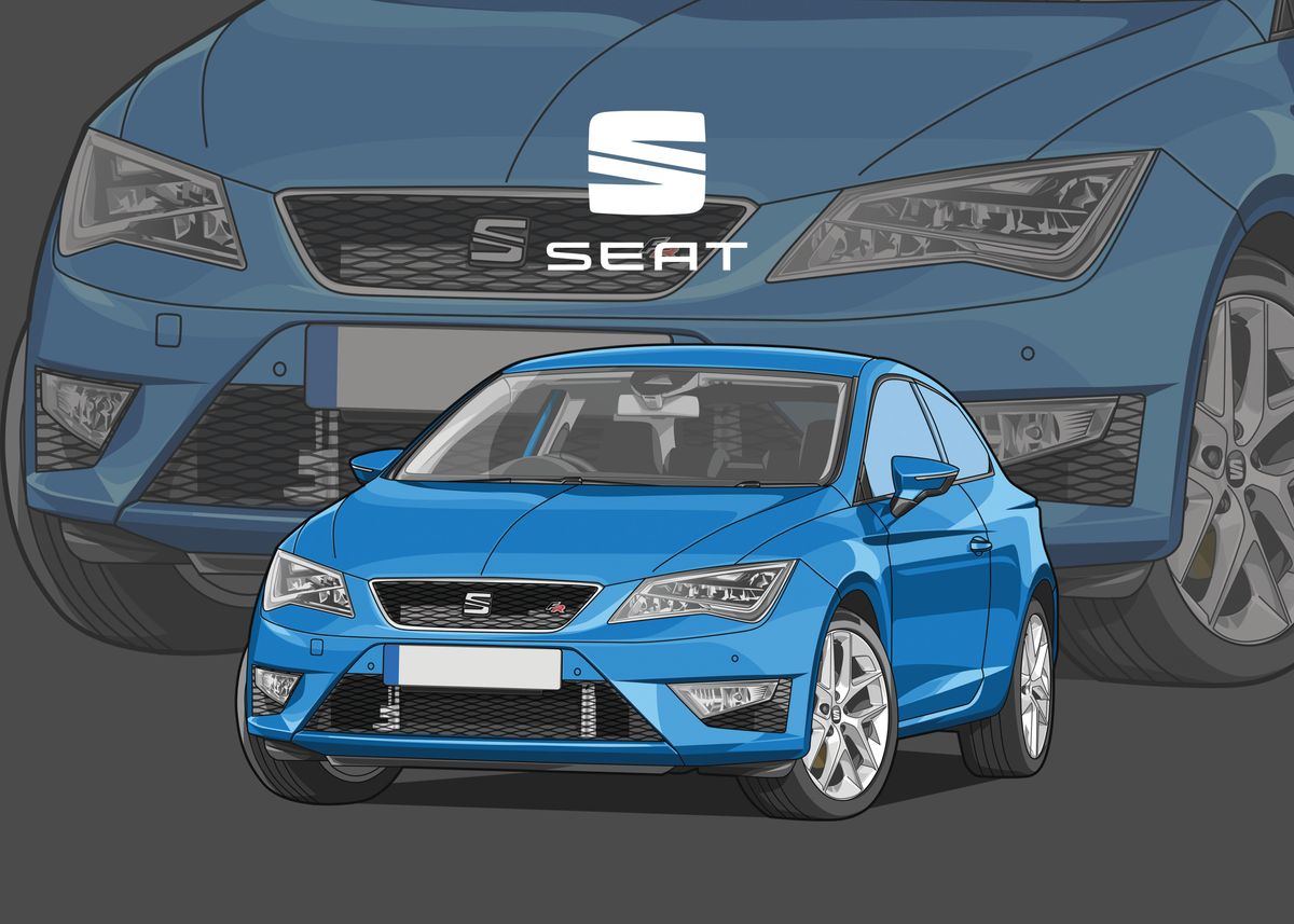 'seat leon fr blue' Poster by capture art | Displate